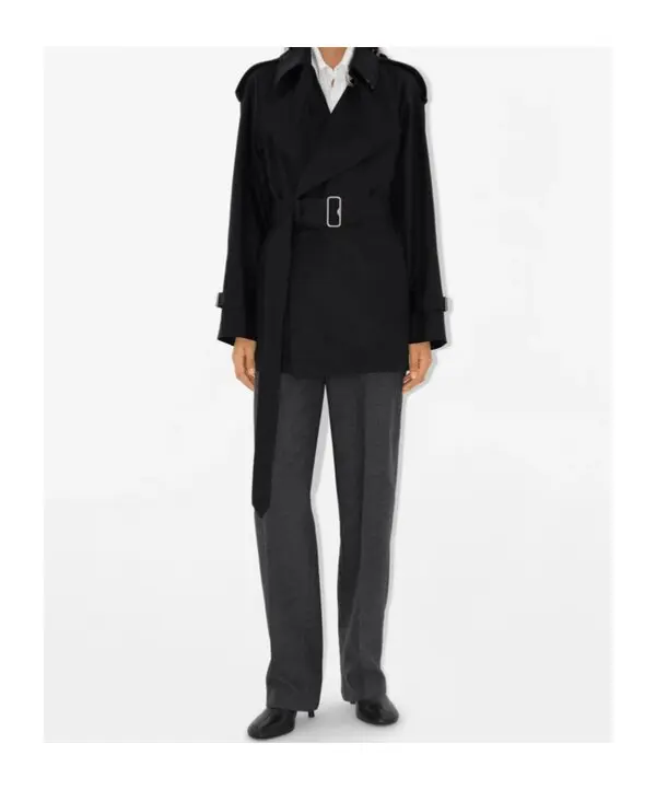 Burberry Double-breasted Belted Jacket With Checked Lining - Black