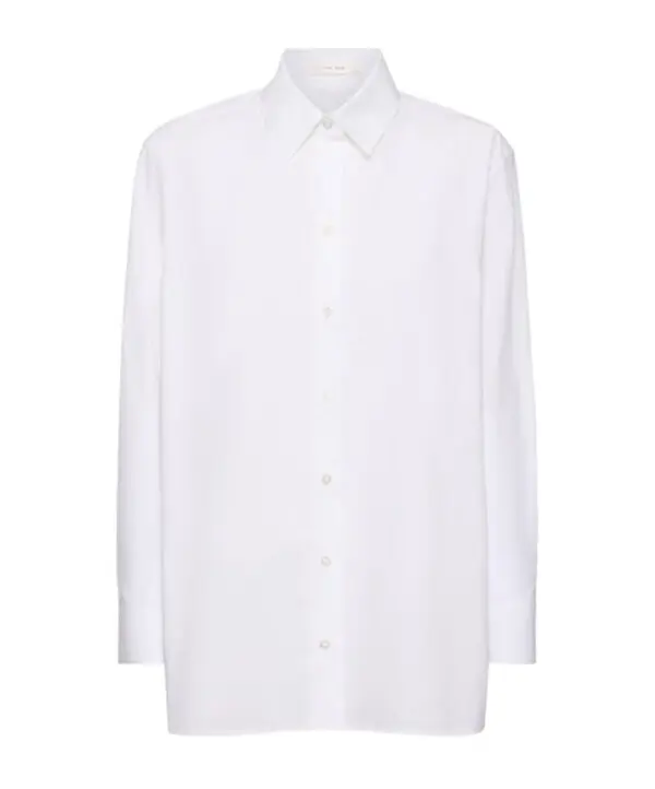 THE ROW Long-sleeved Poplin Shirt With Classic Collar - White