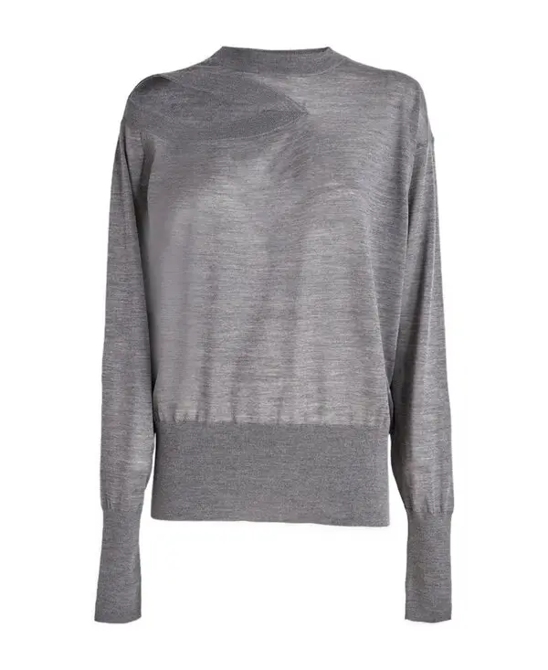 Stella McCartney Cut-out Detail Crewneck Knitted Top - Gray