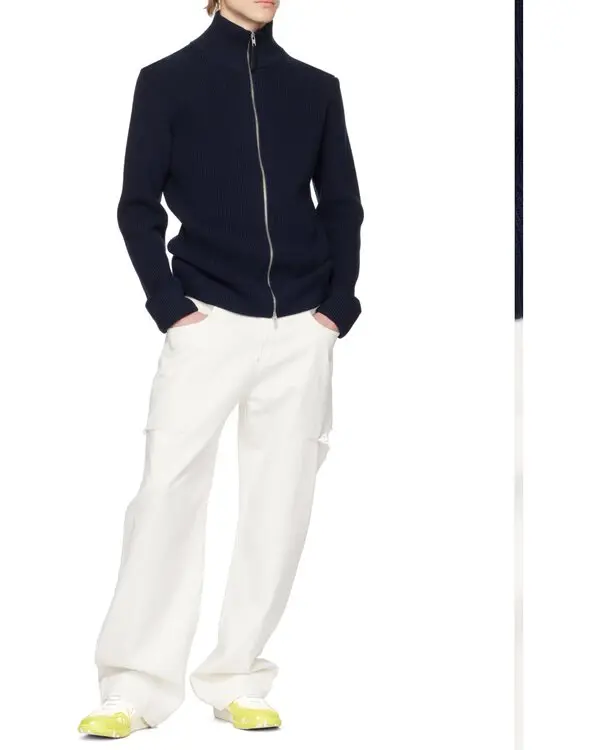 MAISON MARGIELA Zip-up Knitted Sweater - Black