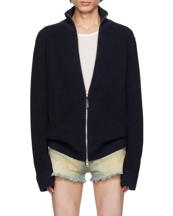 MAISON MARGIELA Zip-up Knitted Sweater - Black