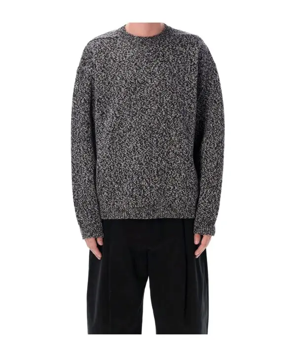 Studio Nicholson Hemyl Mouline Knitwear Crew Neck Sweater - Black