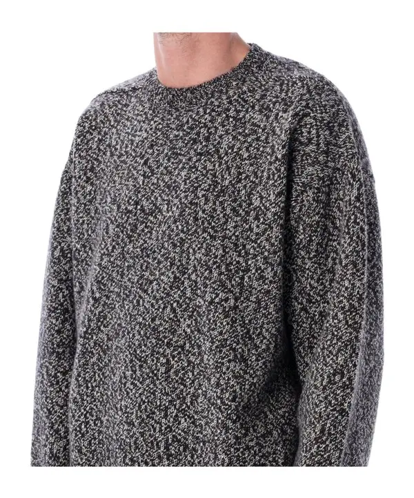 Studio Nicholson Hemyl Mouline Knitwear Crew Neck Sweater - Black