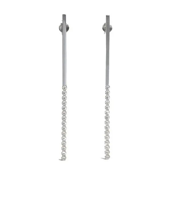 Celine Edwige Earrings In Brass With Rhodium Finish And Crystals - Gray