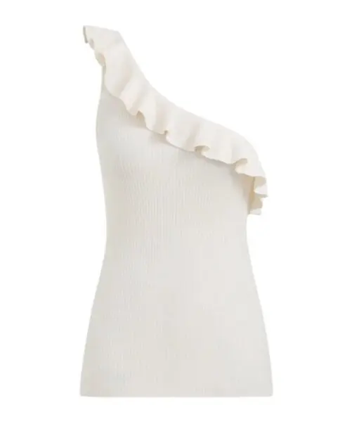 Zimmermann Rhiannon Frill Asymmetric Tank Top - Parchment