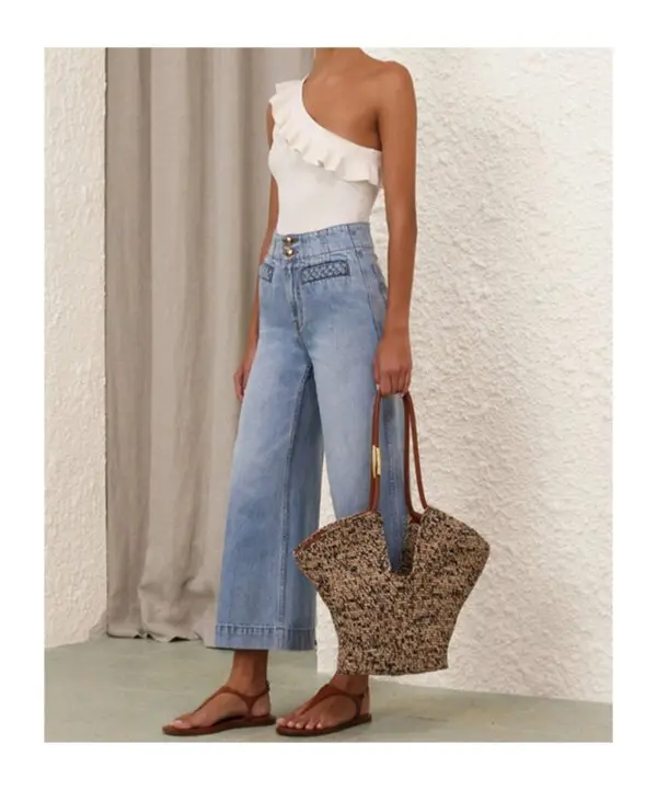 Zimmermann Rhiannon Frill Asymmetric Tank Top - Parchment