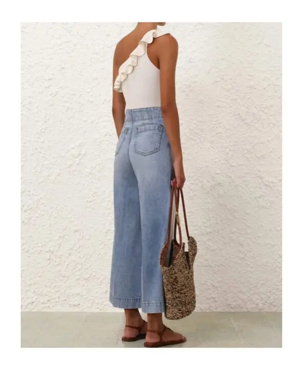 Zimmermann Rhiannon Frill Asymmetric Tank Top - Parchment