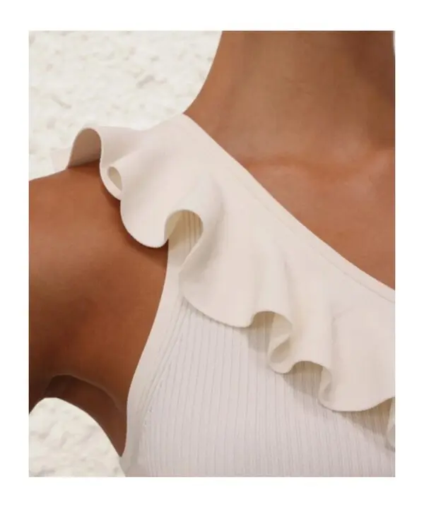 Zimmermann Rhiannon Frill Asymmetric Tank Top - Parchment