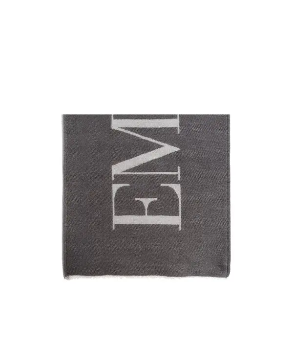 Emporio Armani Logo Wool Scarf - Black