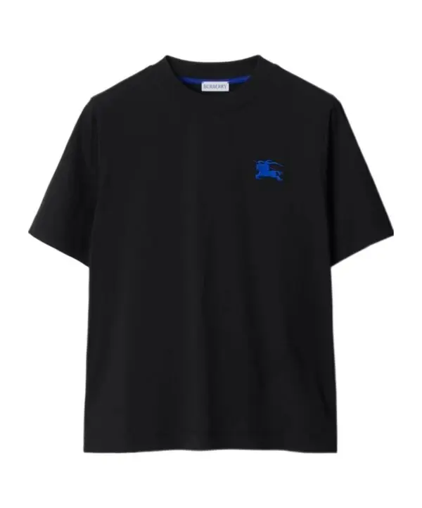 Burberry Crewneck T-shirt With Embroidered Equestrian Knight - Black