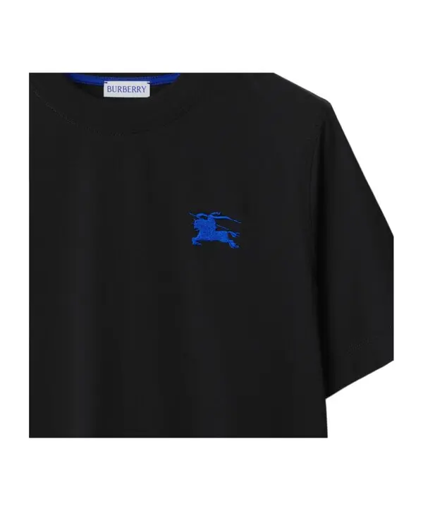 Burberry Crewneck T-shirt With Embroidered Equestrian Knight - Black