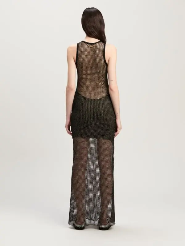 Palm Angels Double Layer Mesh Maxi Dress