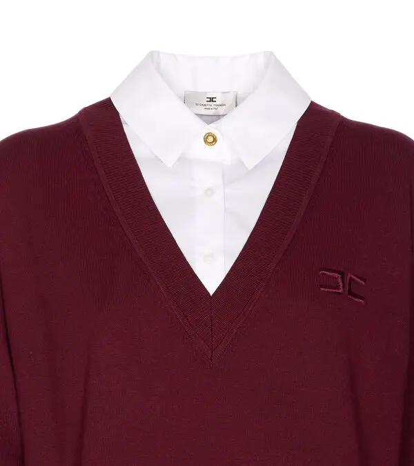 Elisabetta Franchi Long-sleeved Shirt Dress With Logo Embroidery - Brown
