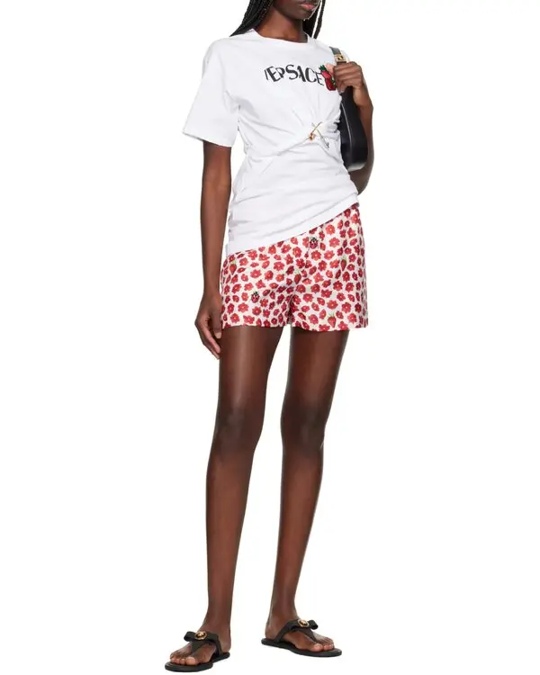 Versace Floral Print Elasticated Waist Shorts - Multi-color