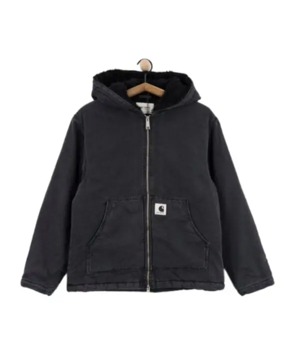 Carhartt Zip-up Hooded Jacket With Patch Pockets - Black