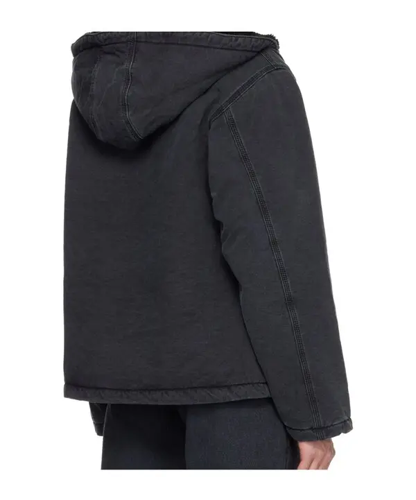 Carhartt Zip-up Hooded Jacket With Patch Pockets - Black