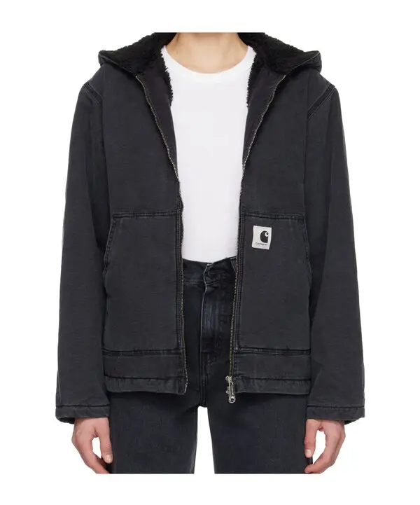 Carhartt Zip-up Hooded Jacket With Patch Pockets