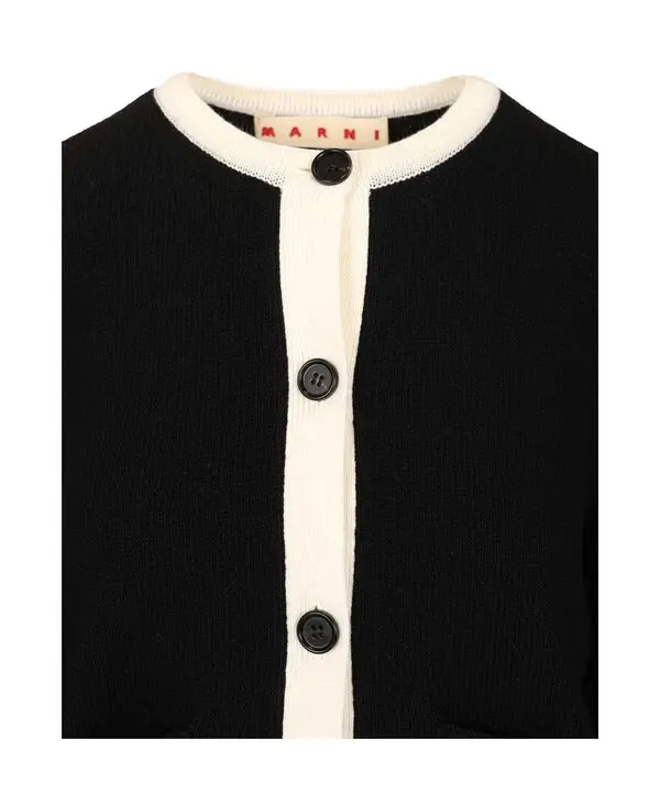 Marni Color-blocked Embroidered Logo Cardigan