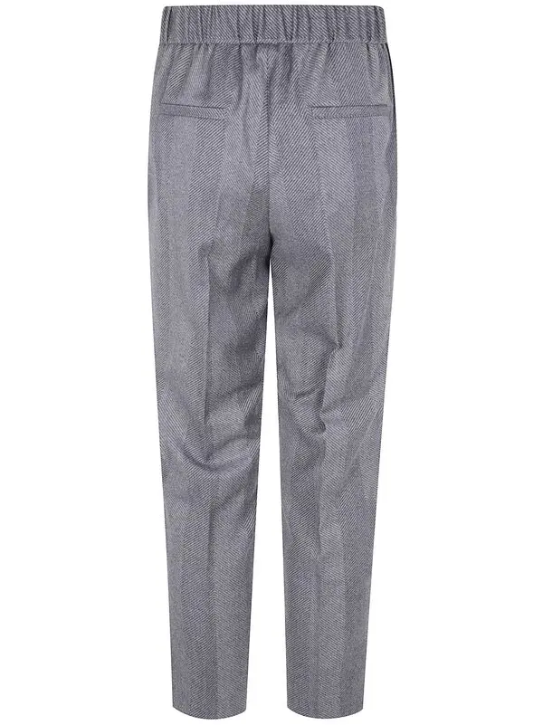 Peserico Herringbone Elasticated-waist Trousers - Gray