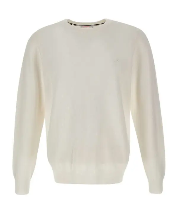 SUN 68 Honeycomb Crew Neck Knitted Jumper - White