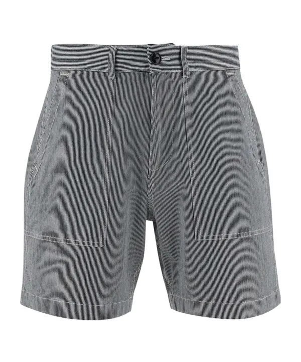 Woolrich Logo Tag Striped Bermuda Shorts - Gray