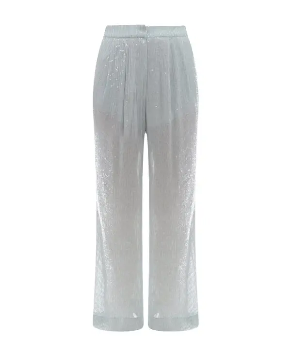 ROTATE BY BIRGER CHRISTENSEN Sequin-embellished Pleated Trousers - Gray
