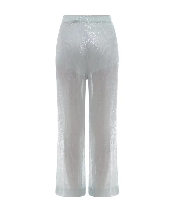 ROTATE BY BIRGER CHRISTENSEN Sequin-embellished Pleated Wide-leg Trousers - Gray