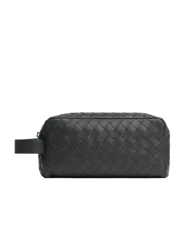 Bottega Veneta Intrecciato Travel Pouch - Rock Ash/deep Sea Blue