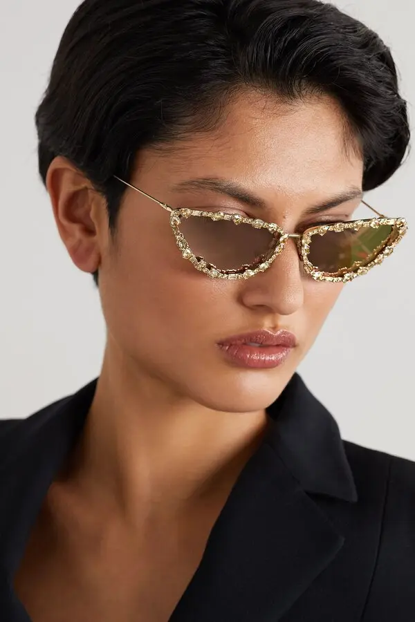 Dior Cat Eye Sunglasses With Crystal Embellishment