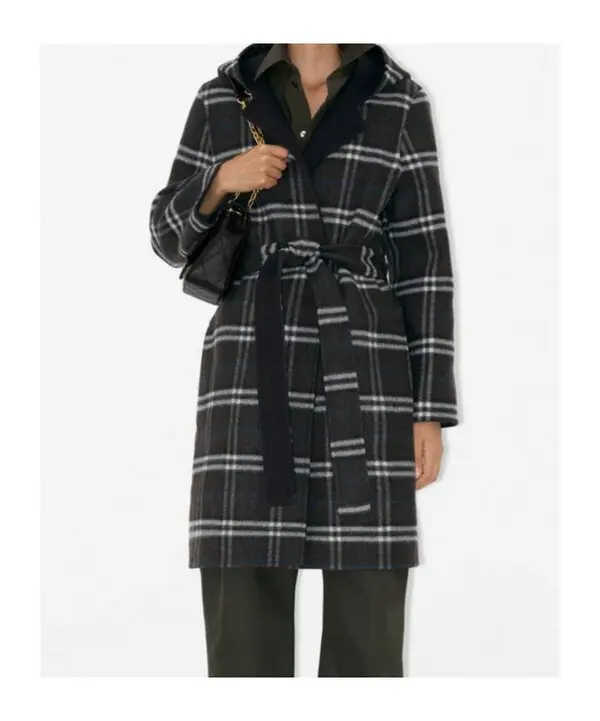 Burberry Hampshire Checked Belted Reversible Coat - Black