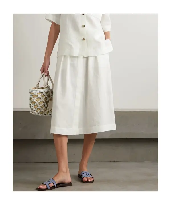 TOD'S Pleated Linen Skirt