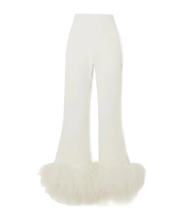 16Arlington Cropped Wide-leg Feather-trimmed Pants