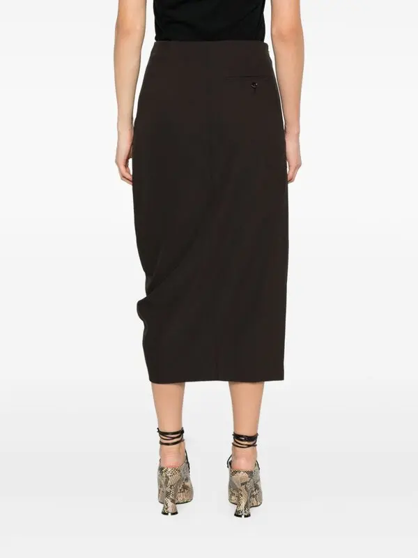 LANVIN Elastic Waist Ribbed Detail Skirt