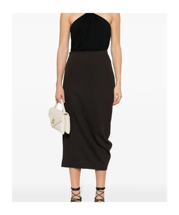 LANVIN Elastic Waist Ribbed Detail Skirt