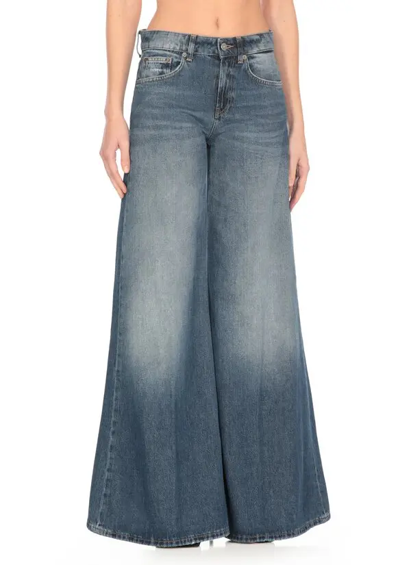 DONDUP Wide Leg Faded Jeans - Blue