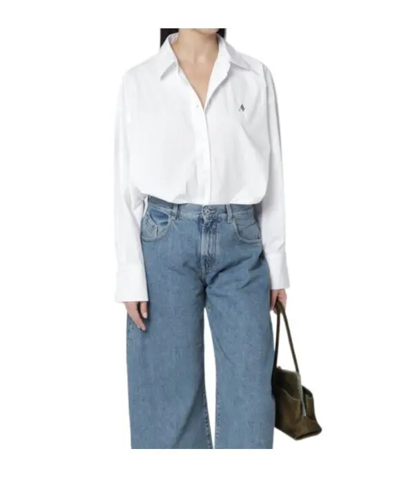 Attico Diana Shirt With Embroidered Logo - White