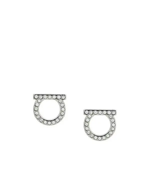 FERRAGAMO Gancini Embellished Earrings - White