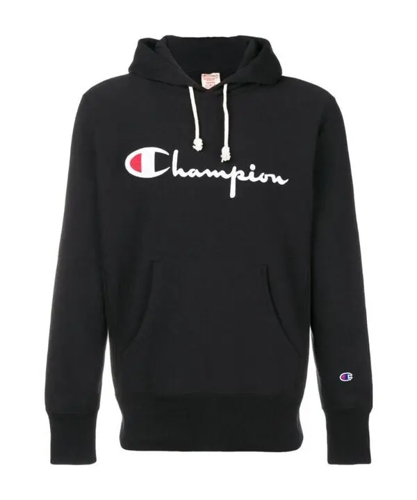 Champion Logo Hooded Sweater - Black