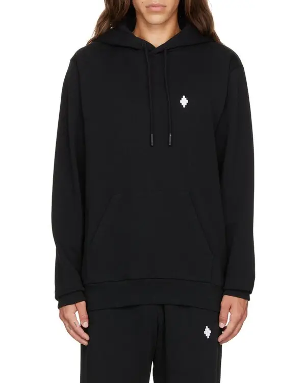 MARCELO BURLON COUNTY OF MILAN Logo Embroidered Hoodie - Black