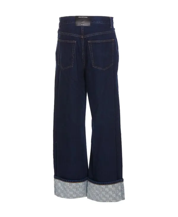 Alexander Wang Middle Waist Straight Leg Jeans With Crystal Decals