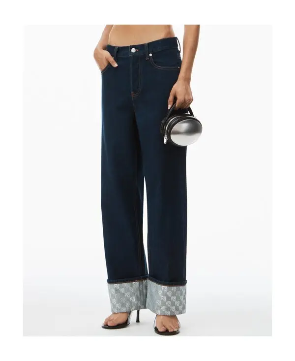 Alexander Wang Middle Waist Straight Leg Jeans With Crystal Decals