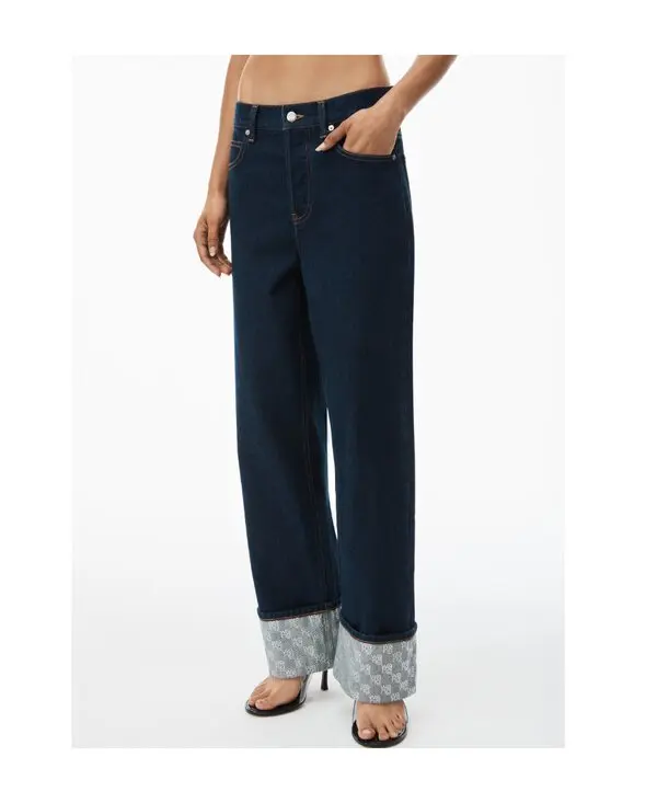 Alexander Wang Middle Waist Straight Leg Jeans With Crystal Decals