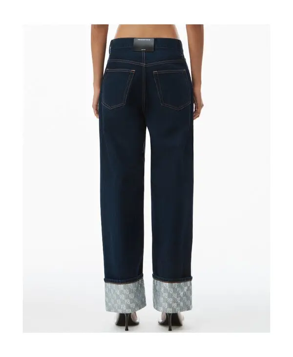 Alexander Wang Middle Waist Straight Leg Jeans With Crystal Decals