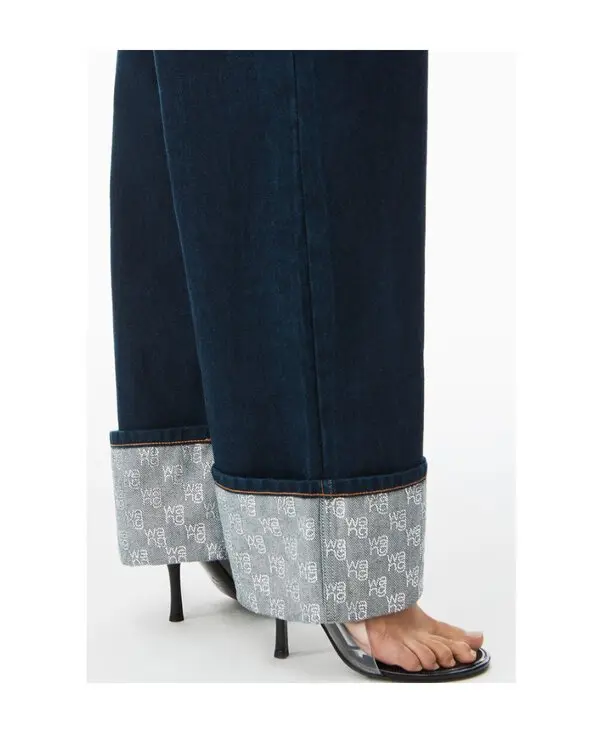 Alexander Wang Middle Waist Straight Leg Jeans With Crystal Decals