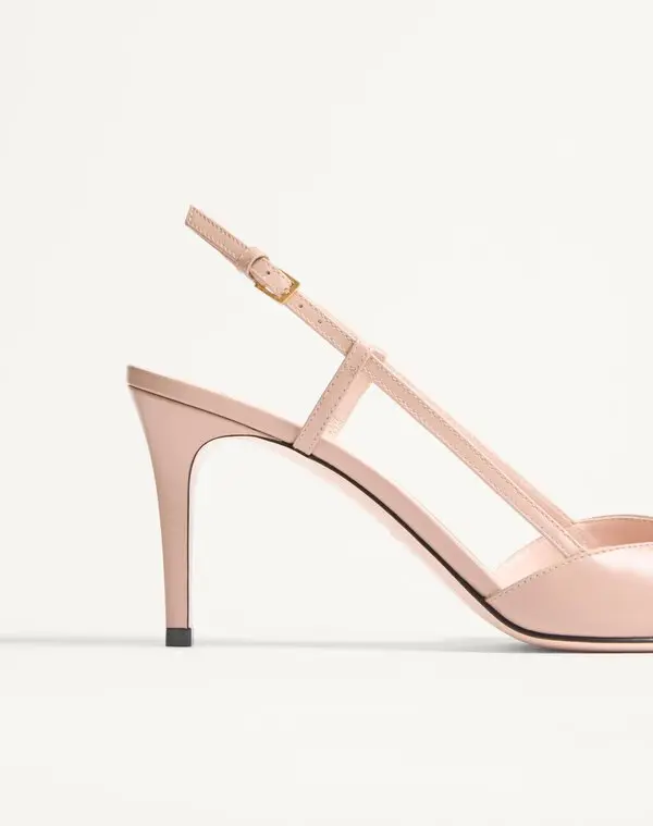 Valentino Garavani Vlogo Signature Slingback Calfskin Pump With Jewel Logo 80mm - Cinnamon Rose