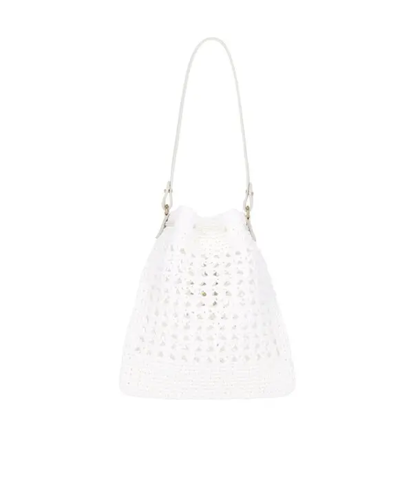 Miu Miu Woven Mini Bucket Bag - White