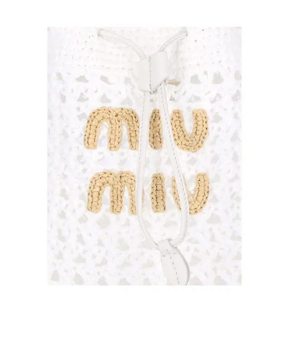 Miu Miu Woven Mini Bucket Bag - White