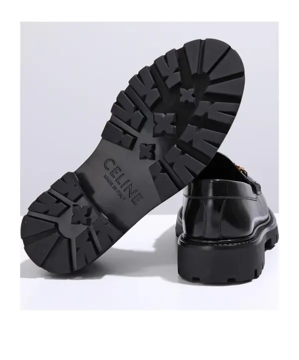 Celine Leather Loafers With Chain Detail