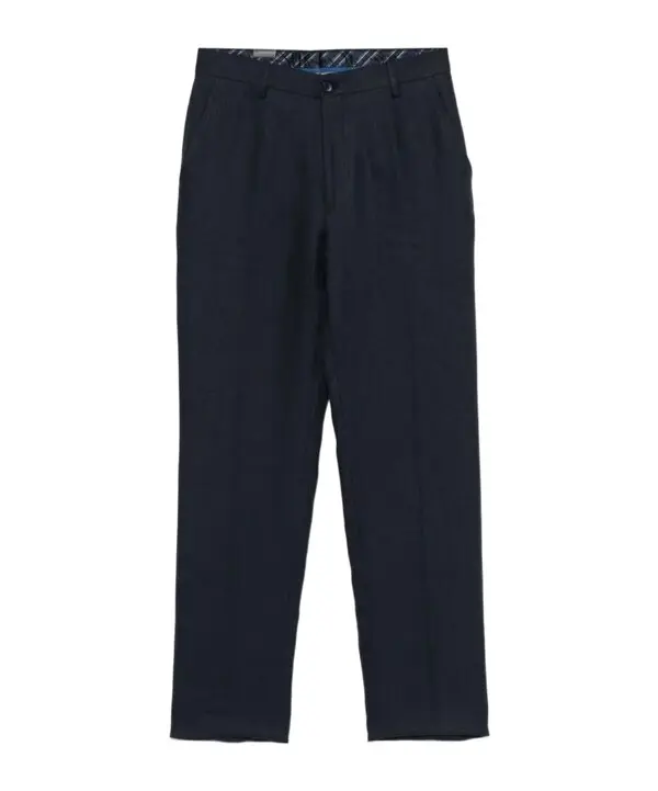 Etro Linen Tapered-leg Trousers - Midnight Blue