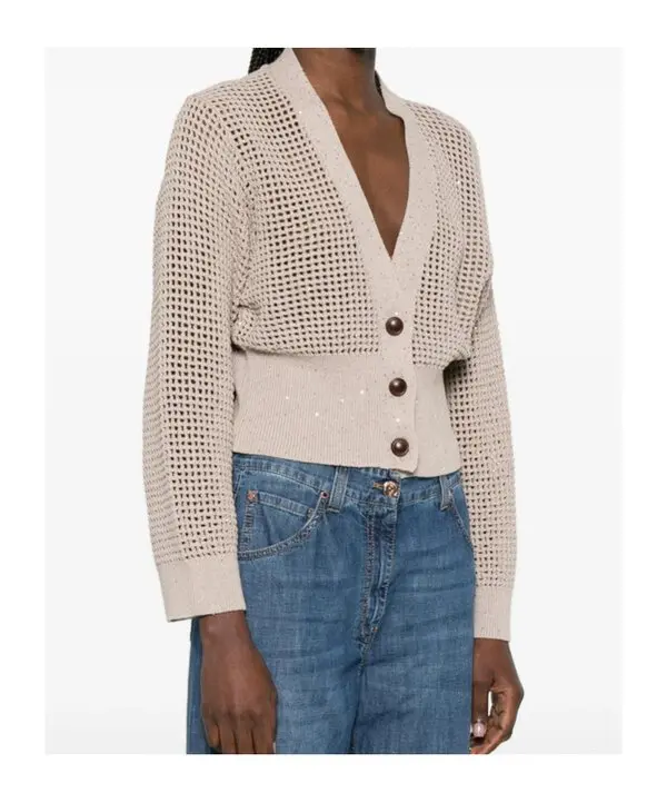 Brunello Cucinelli Open-knit Cropped Cardigan - No